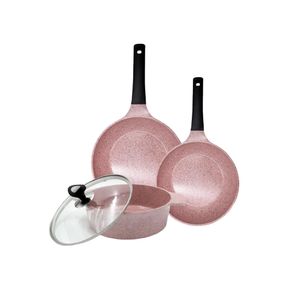 Set Queen Sense Olla Y Sartenes Con Tapa Rosa SJM031-11 | Surtidora ...